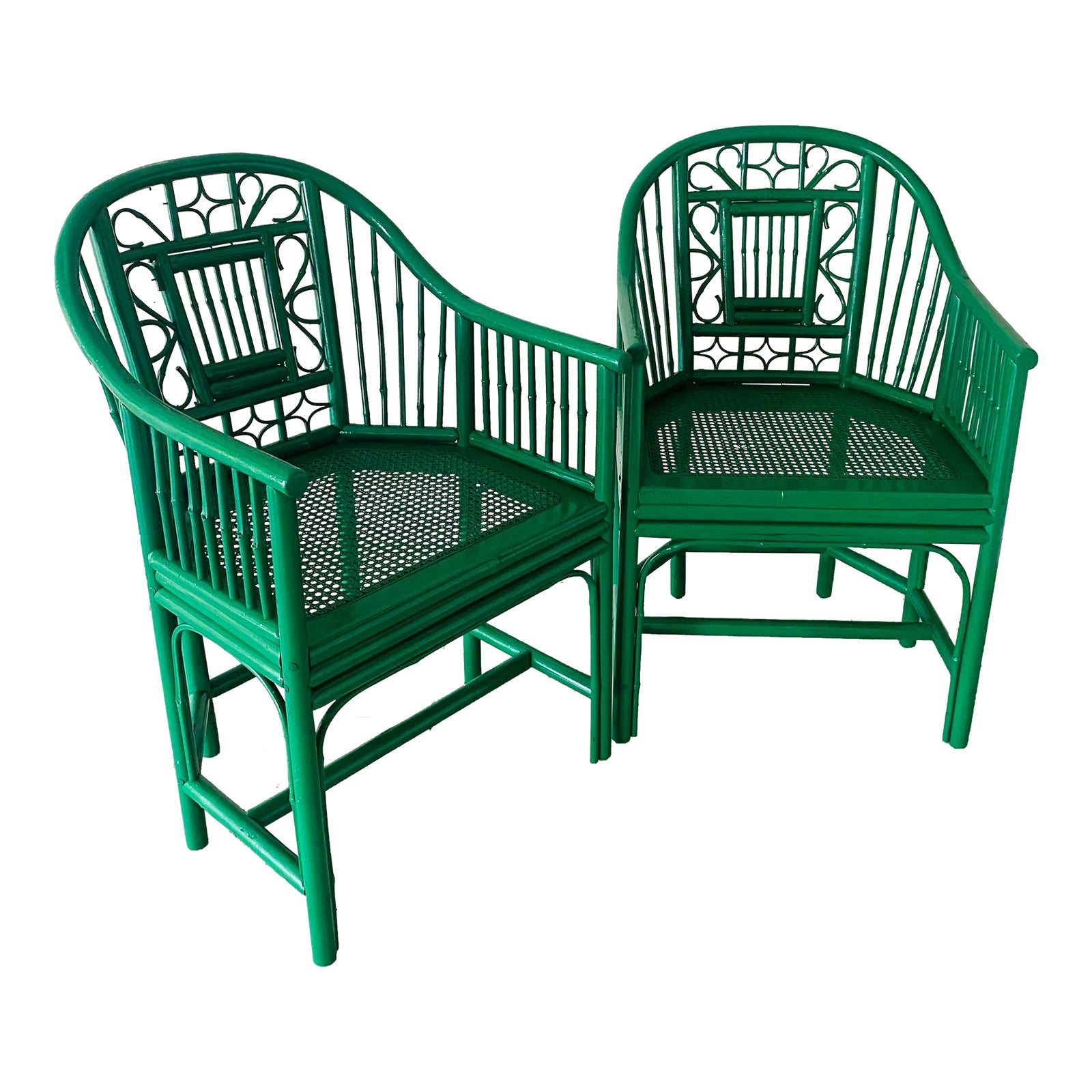 Mid 20th Century Bamboo Brighton Pavilion Style Accent Chairs -A Pair ...