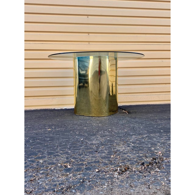 1980s Contemporary Brass Pedestal Dining Table | Chairish