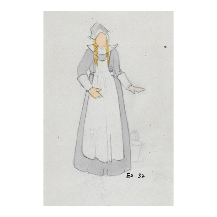 1932 Eunice Starkie Pilgrim Watercolor | Chairish