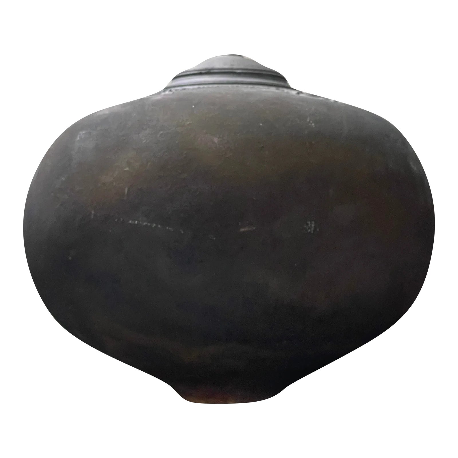 Vintage Postmodernist Raku Fired Black Stoneware Cocoon Shaped Vessel ...