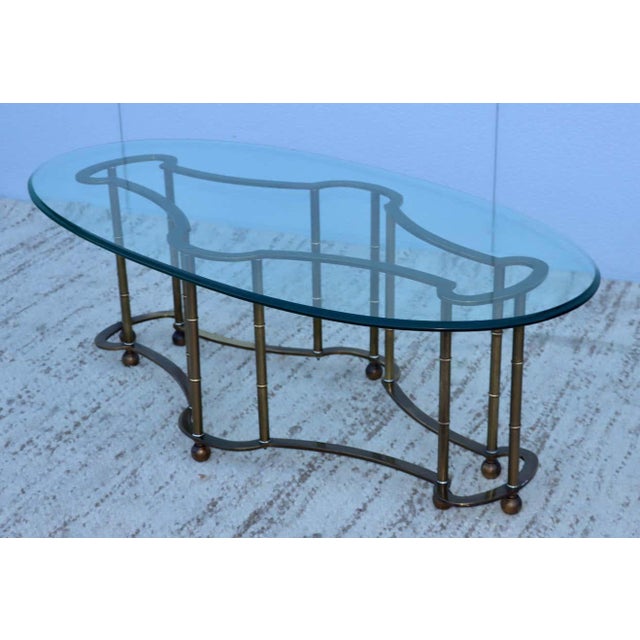 1970's Mastercraft Racetrack Brass Oval Coffee Table | Chairish