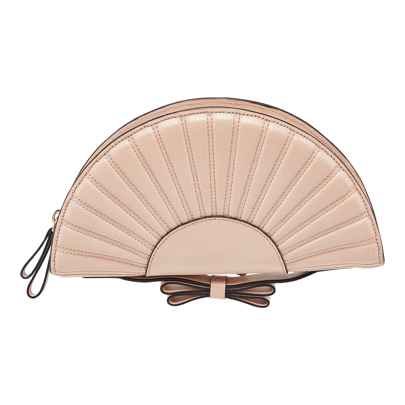 Red Valentino Peach Leather Bow Shell Clutch | Chairish