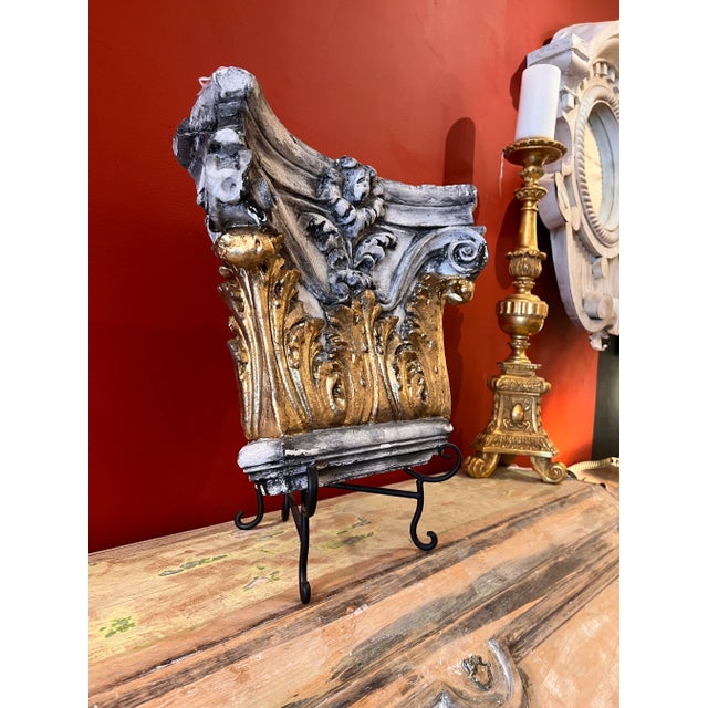 Neoclassical Plaster Corinthian Capital Wall Relief on the Metal Base ...