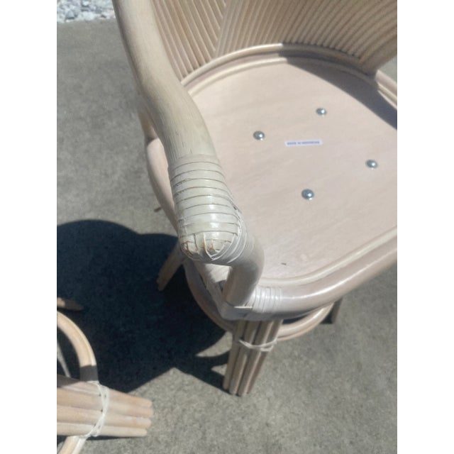 Boho Chic Beige Pencil Reed Rattan Swivel Bar Stools- Set of 2 | Chairish