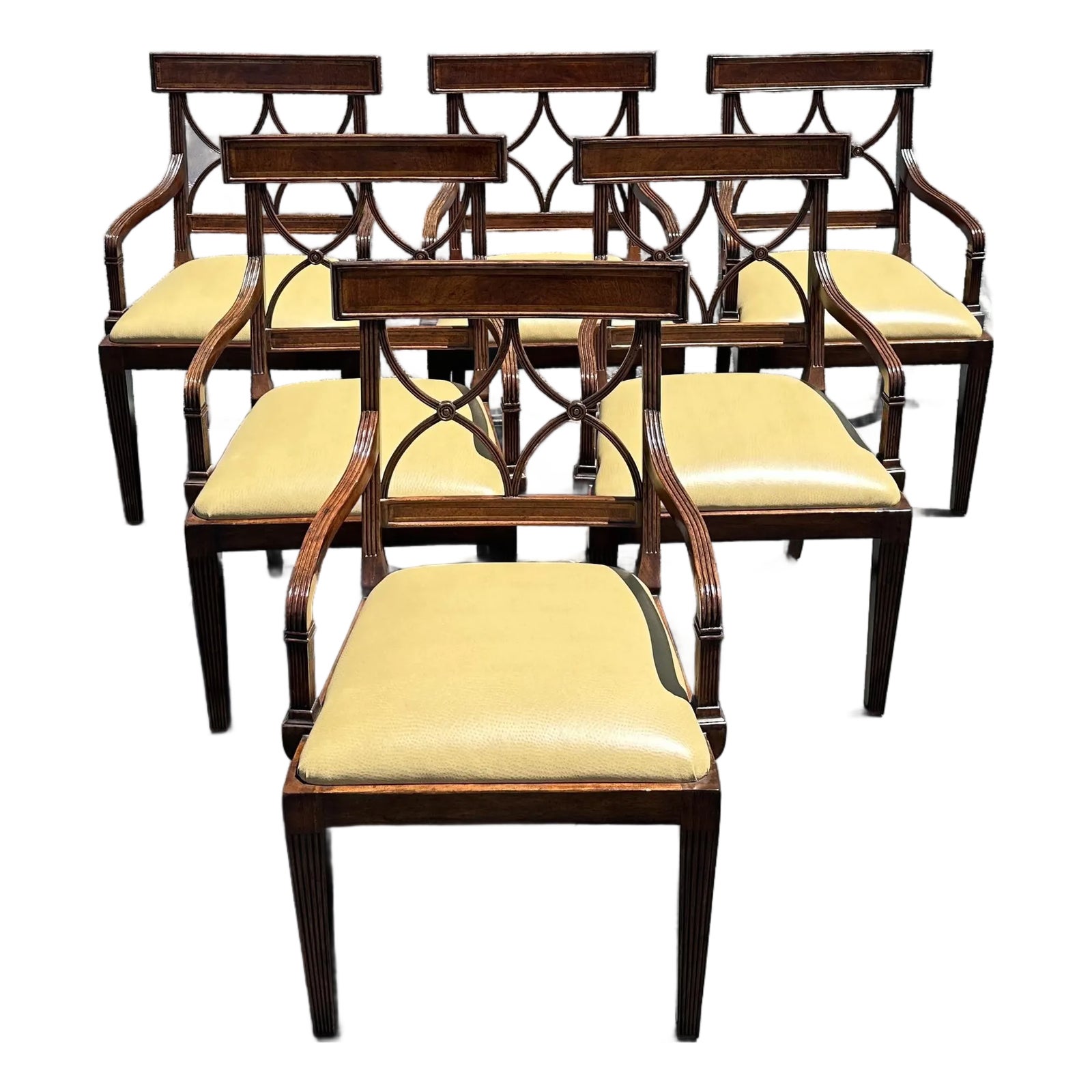 Jonathan Charles Regency Ostrich Leather Seats Curved Back Dining ...