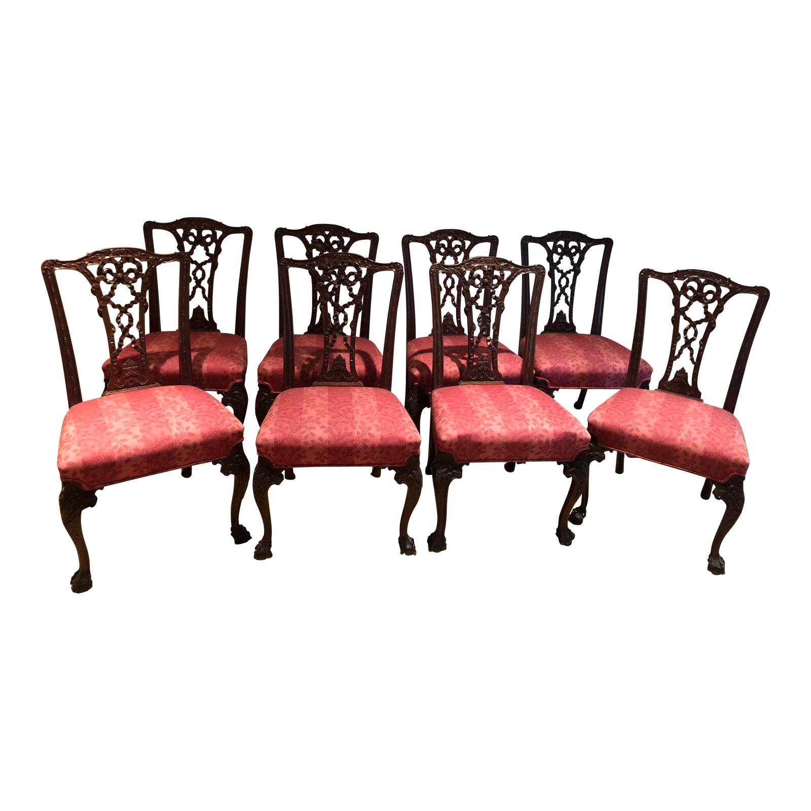 Early 20th Century Vintage George II Style Mahogany Dining Chairs - Set ...