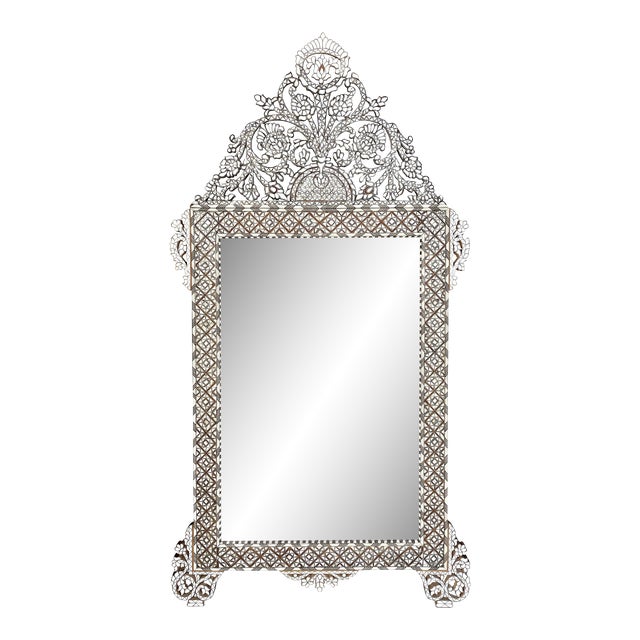 Early 20th Century Levant Style White Mother of Pearl Inlaid Mirror ...