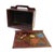 Brown Lacquer Wood Box With Colorful Graphic | Chairish