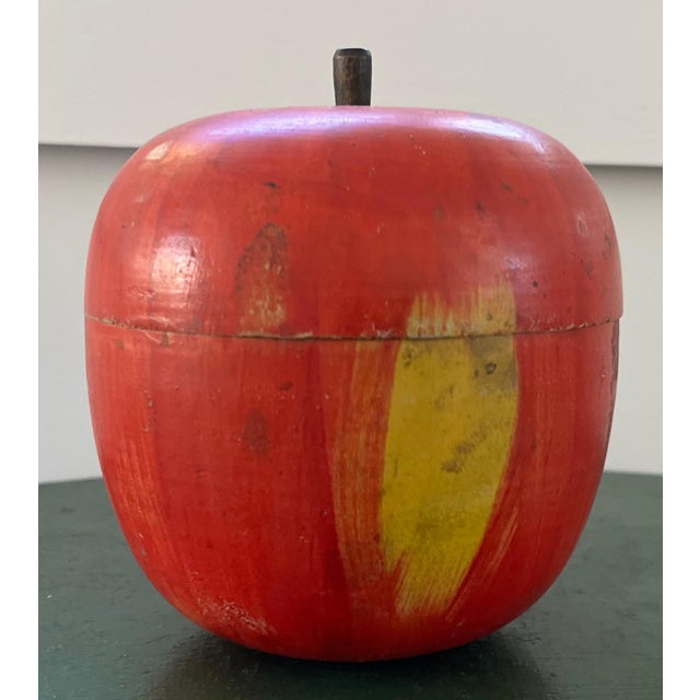 Antique Early 20th Century Paint Decorated Carved Wood Apple Box ...