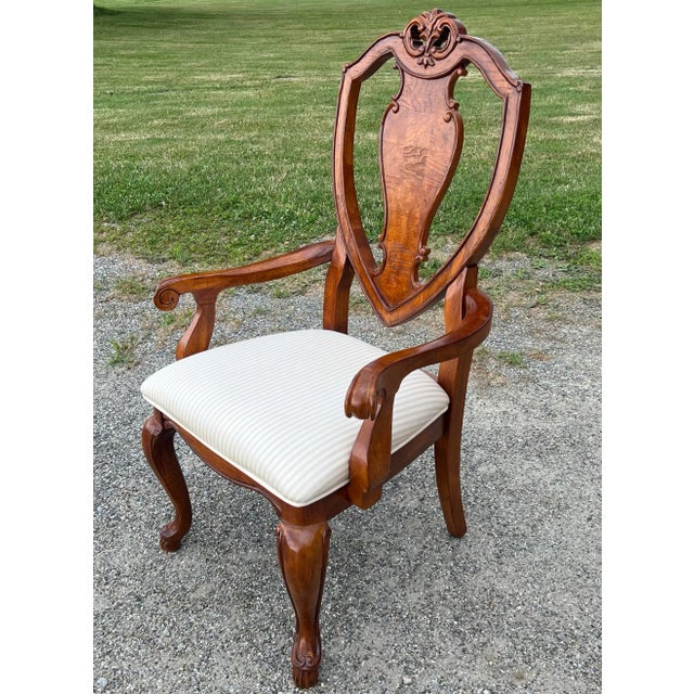 Late 20th Century Shield Back Carved Dining Chairs - Set of 6 | Chairish