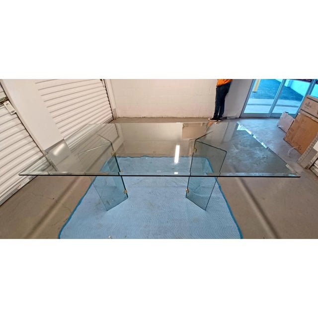Glass Double v Dining/ Conference Table, by Leon Rosen for Pace | Chairish