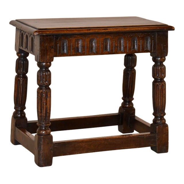 19th Century English Oak Joint Stool | Chairish
