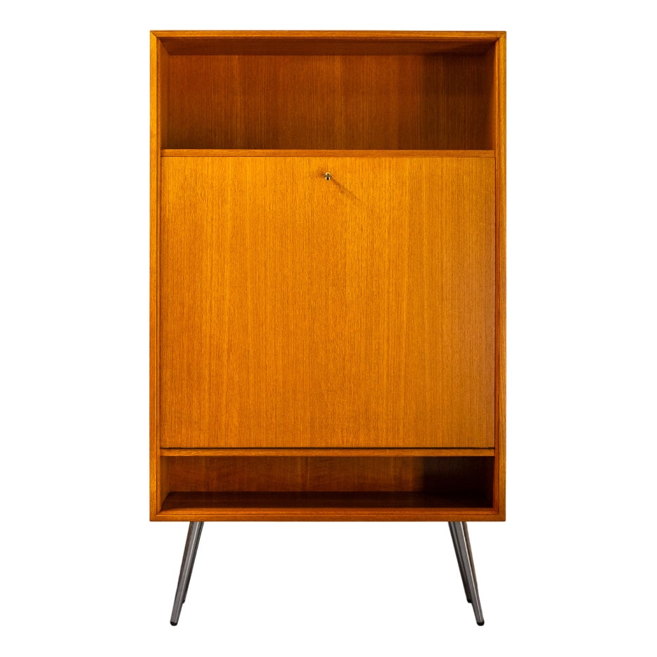 Mid-Century Teak and Steel Secretary or Bar from Franz Meyer Möbel ...
