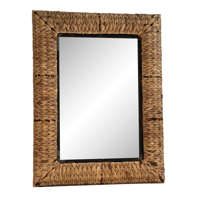 1970s Large Rectangular Rope Mirror | Chairish