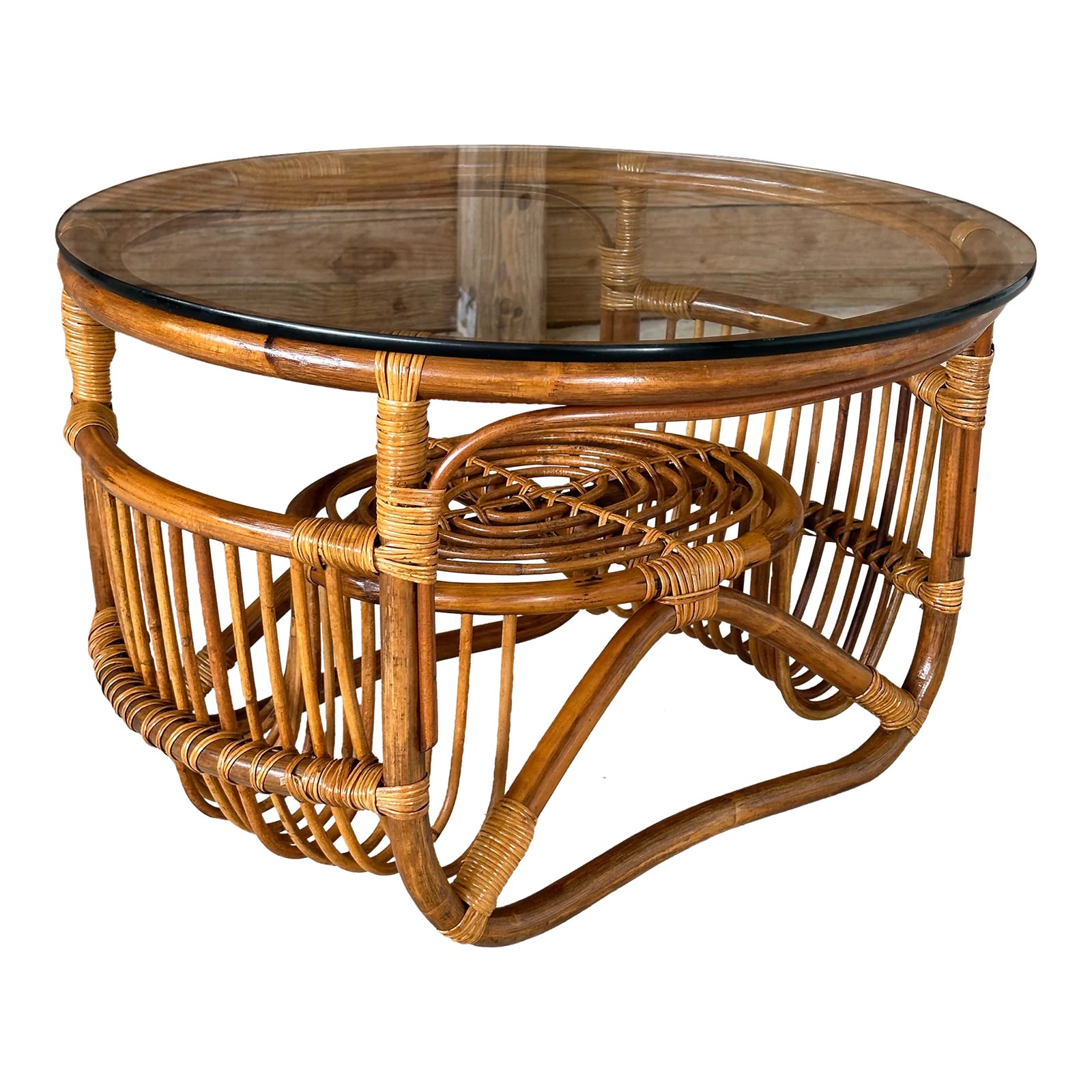 Mid-20th Century Bent Rattan Coffee Table Manner of Franco Albini ...