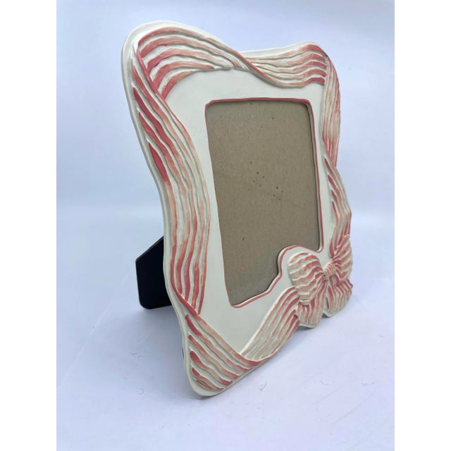 Vintage Pink Ribbon Bow Shaped Picture Frame | Chairish