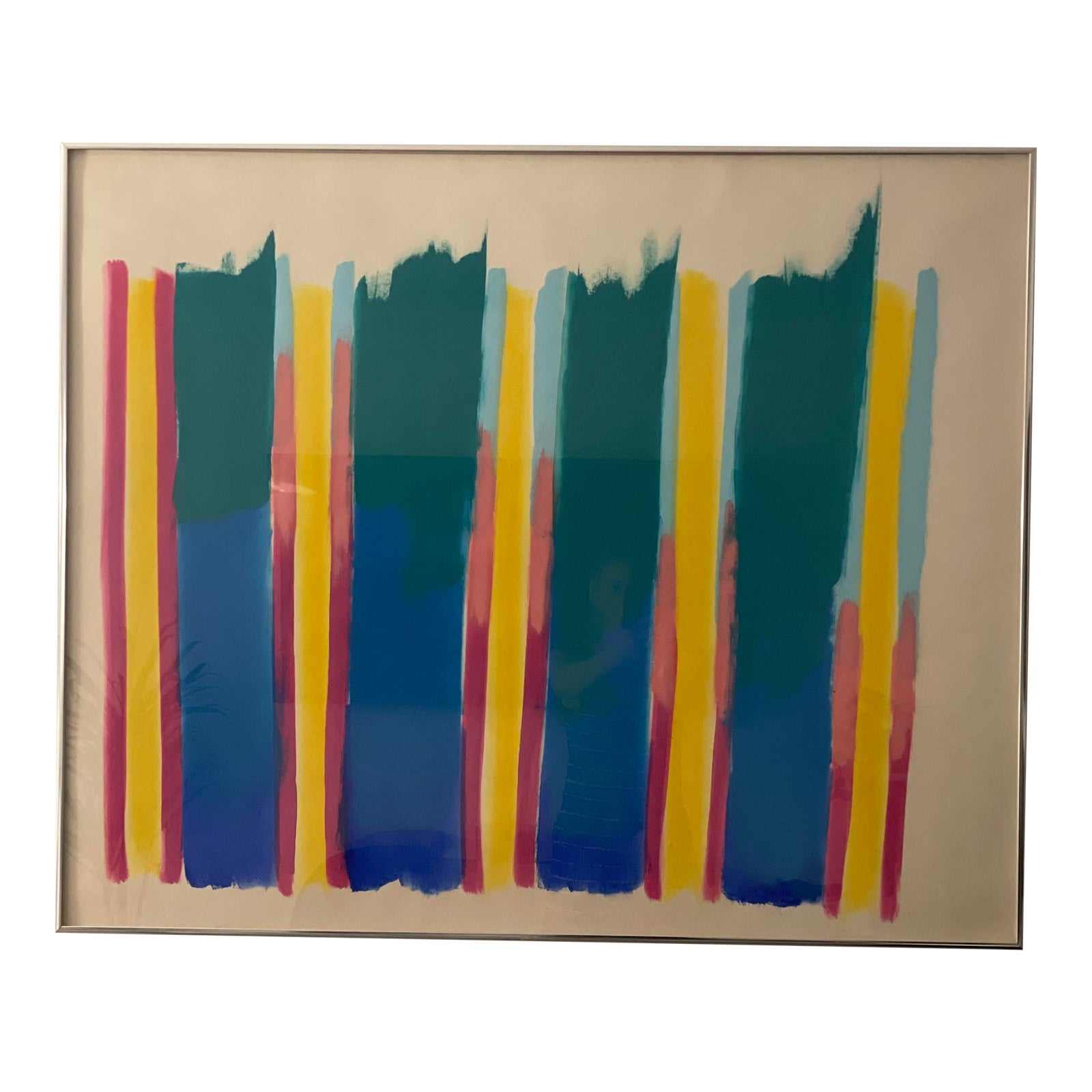 Vintage Trevor Bell Modern Acrylic Painting on Paper ”Pillars #5 ...