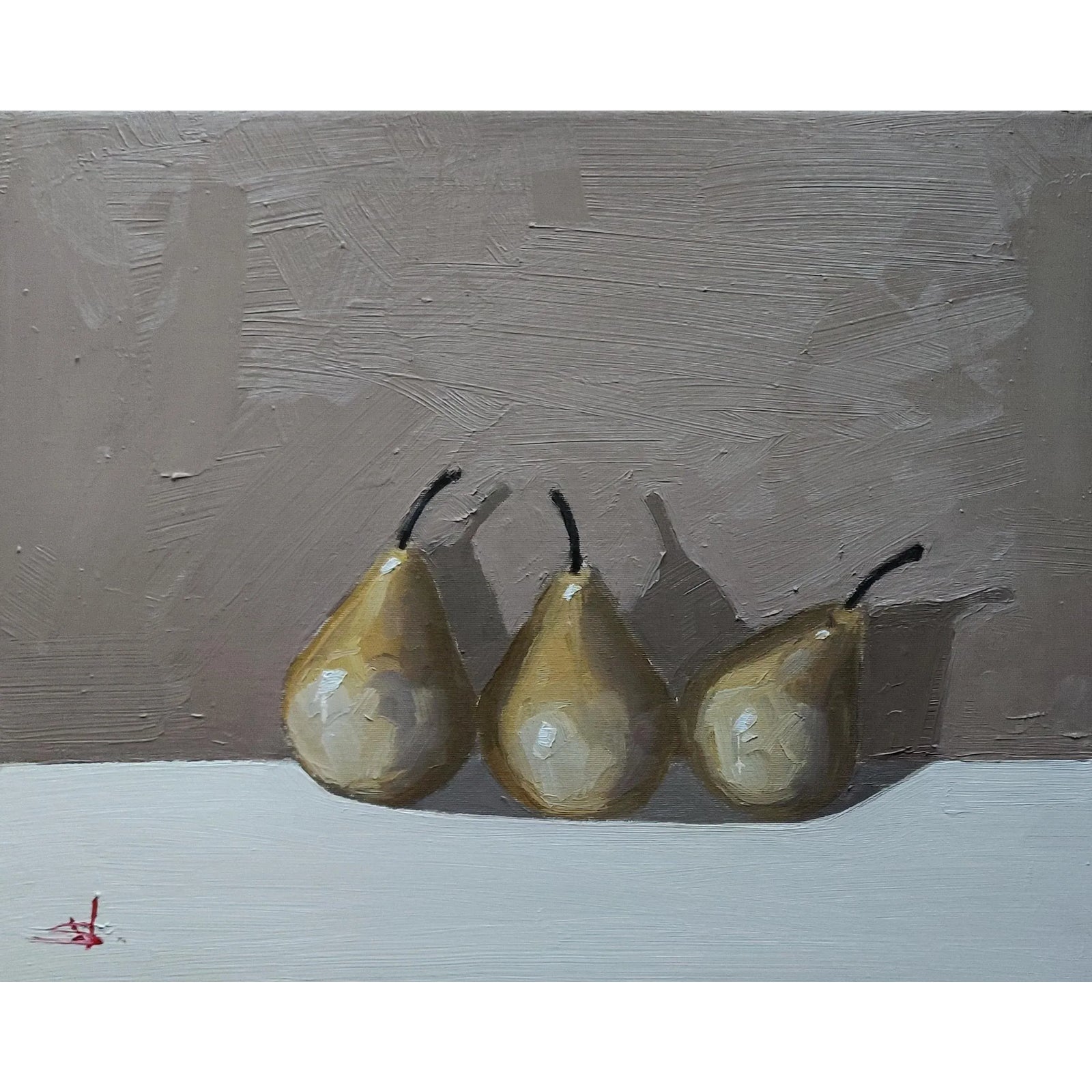 Three Pears Abstract Still Life Oil Painting | Chairish