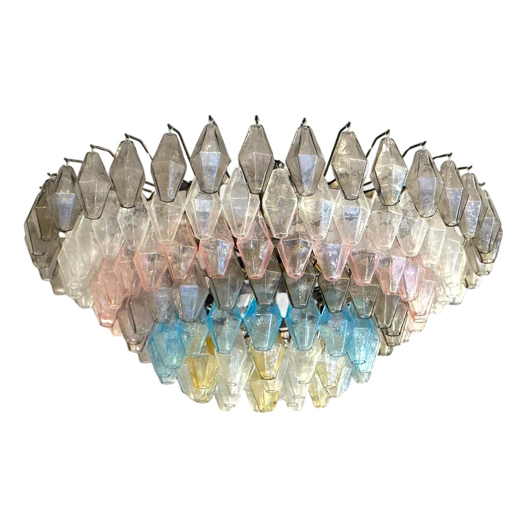 Large Poliedri Murano Glass Ceiling Light, 1990s | Chairish