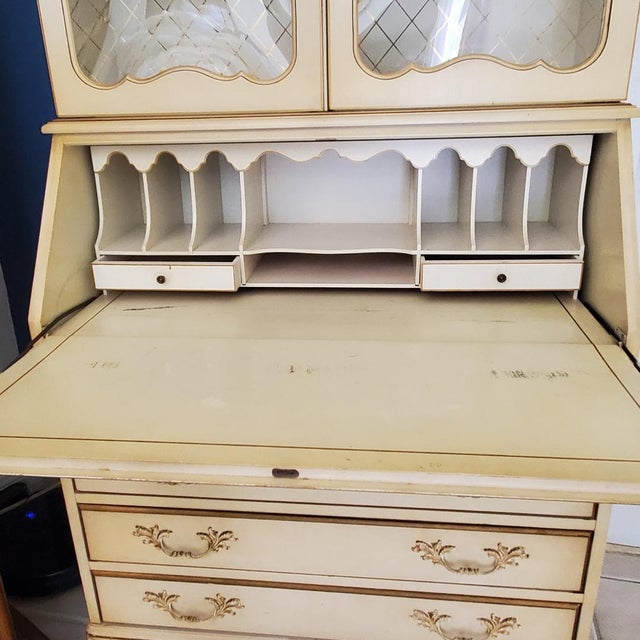 Secretary Desk W Key, Display, Bookcase & Dresser, Vintage | Chairish