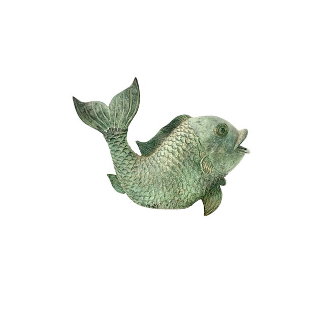 Vintage Pair of Koi Fish Metal Indoor Outdoor Sculpture Figurines With ...