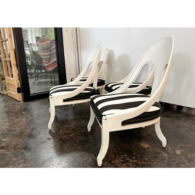 Vintage Michael Taylor for Baker Spoon Back Slipper Chairs, Set of Four ...