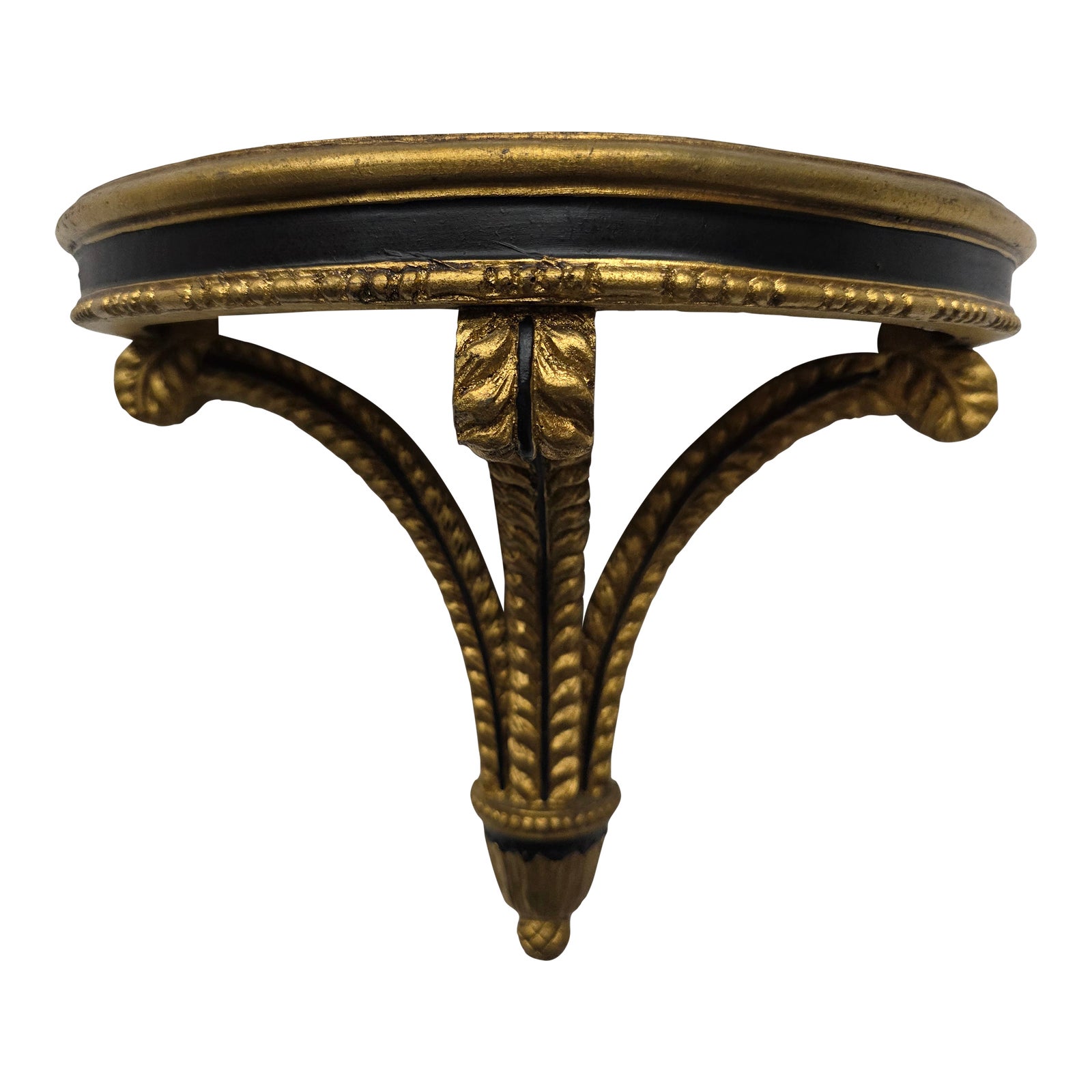 Vintage Neoclassical Giltwood Wall Shelf With Black Trim | Chairish