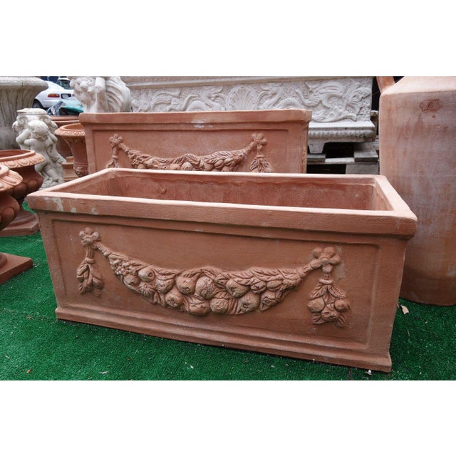 Italian Impruneta Tuscan Terracotta Rectangular Box With Garland and ...