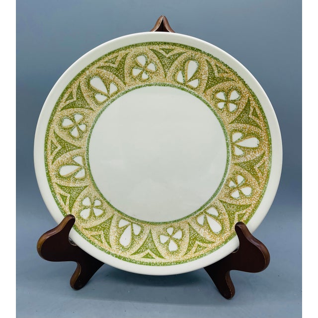 Mixed Set of 5 Vintage Green Stoneware Dinner Plates | Chairish