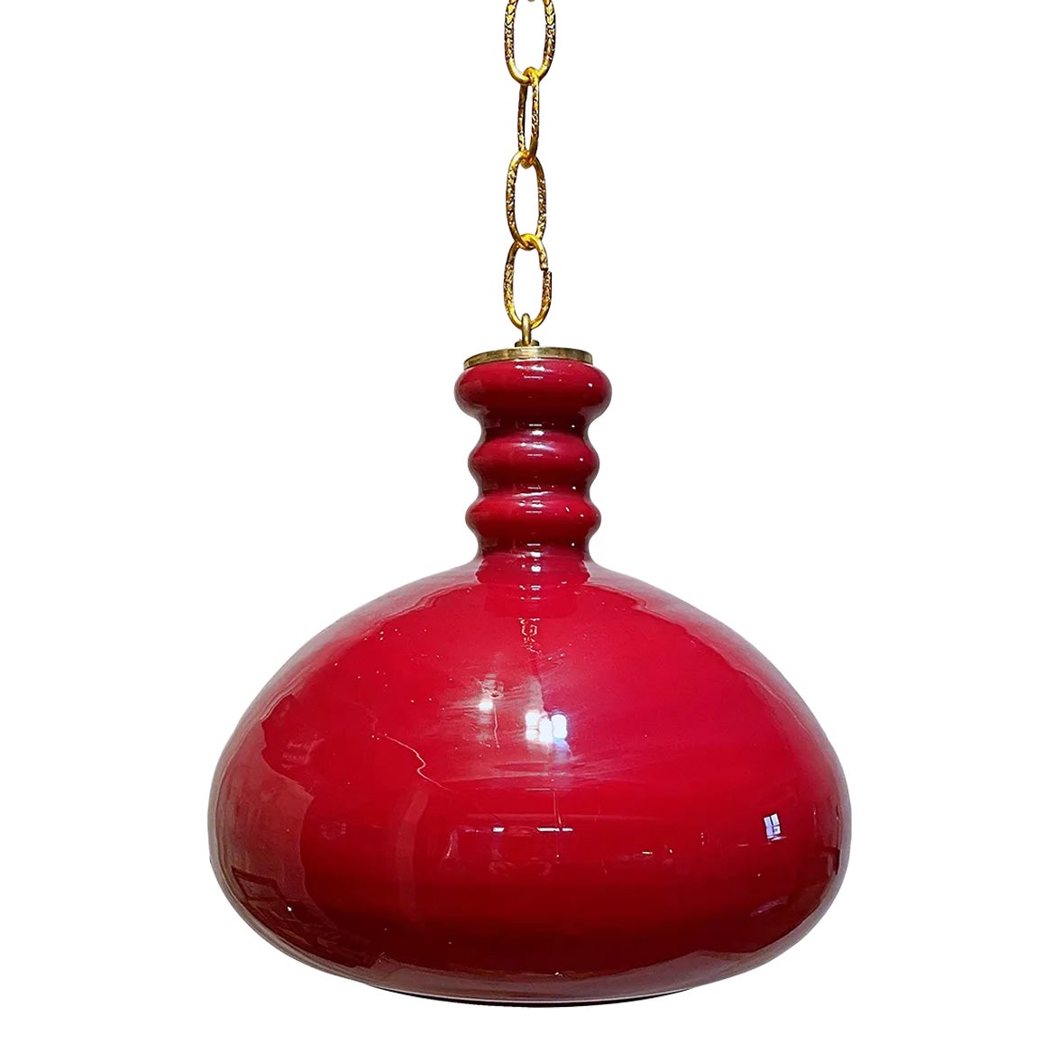 Vintage Red Glass Pendant Light | Chairish