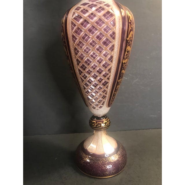 Antique Signed Moser Karlsbad Glass Vase, Purple and White Color ...