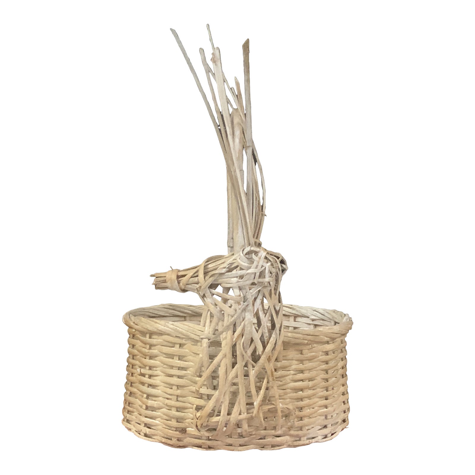 Vintage Wicker Basket With a Deer Head Design | Chairish