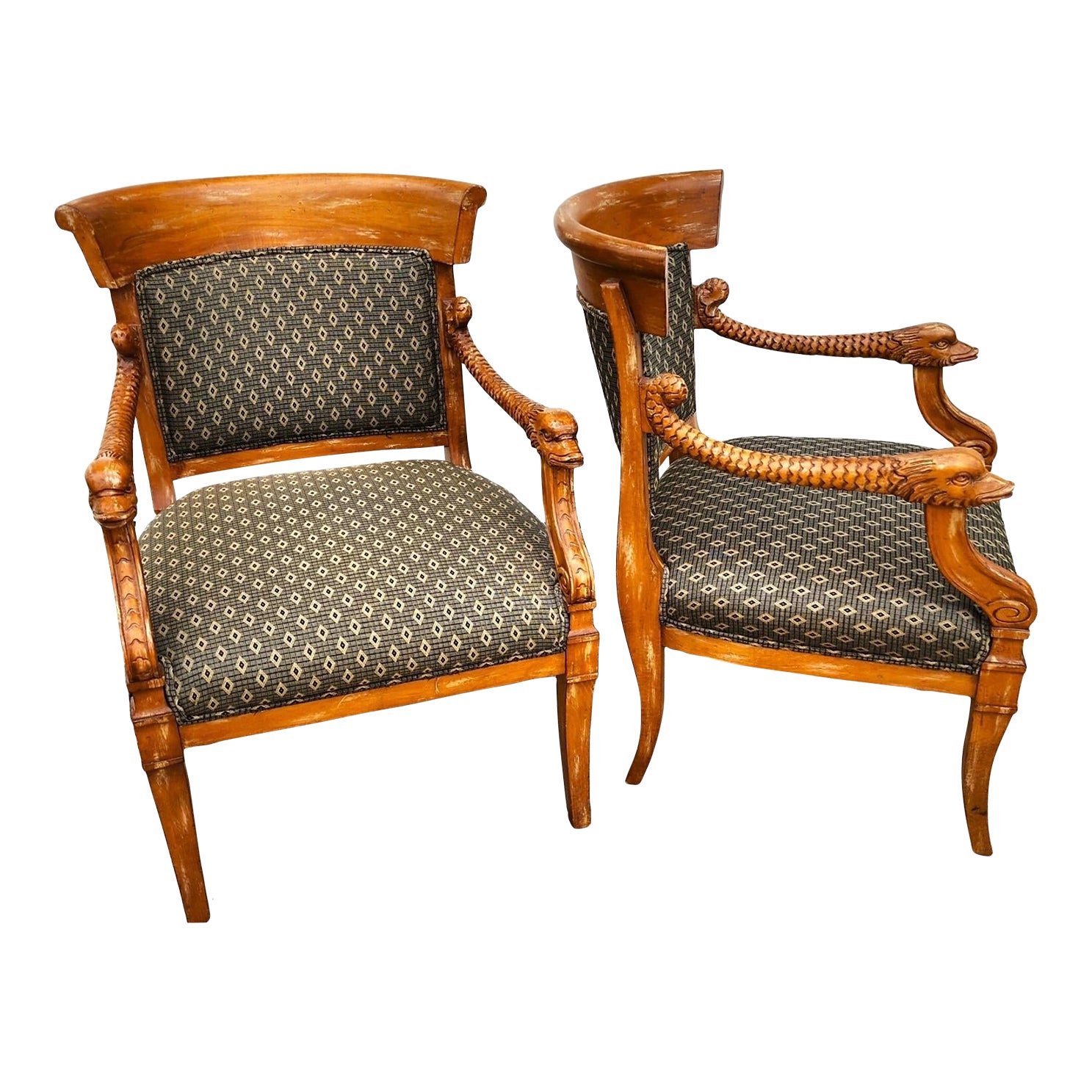 Meyer Gunther Martini French Empire Swan Armchairs Pair | Chairish