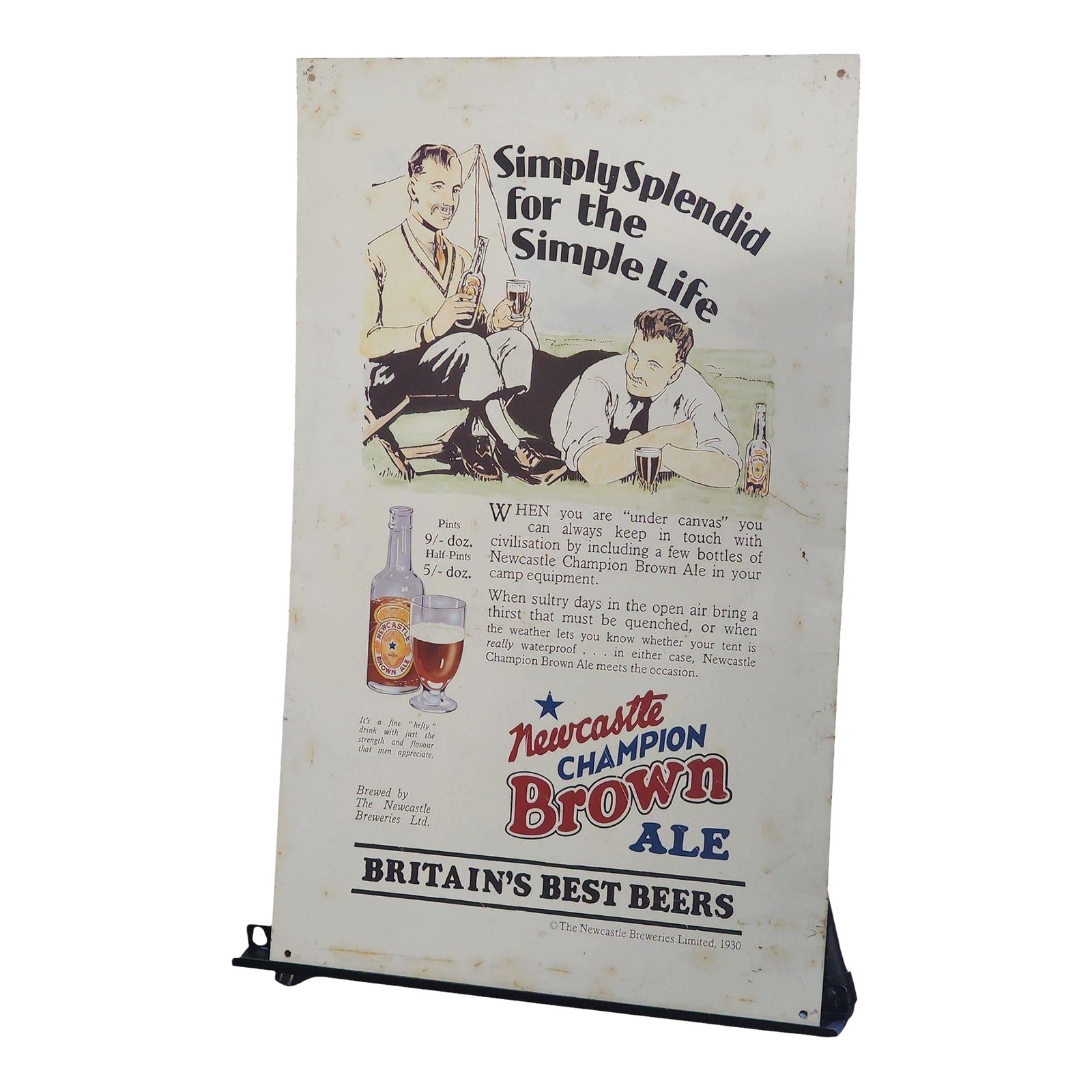 1930s English Pub Advertising Sign - Newcatle Brown Ale | Chairish