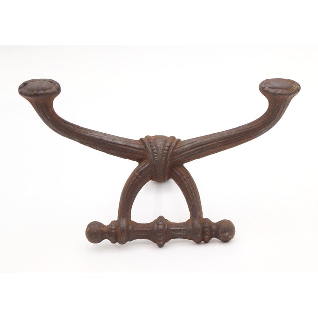 Pair of Victorian Beaded Cast Iron Hall Tree Hooks | Chairish
