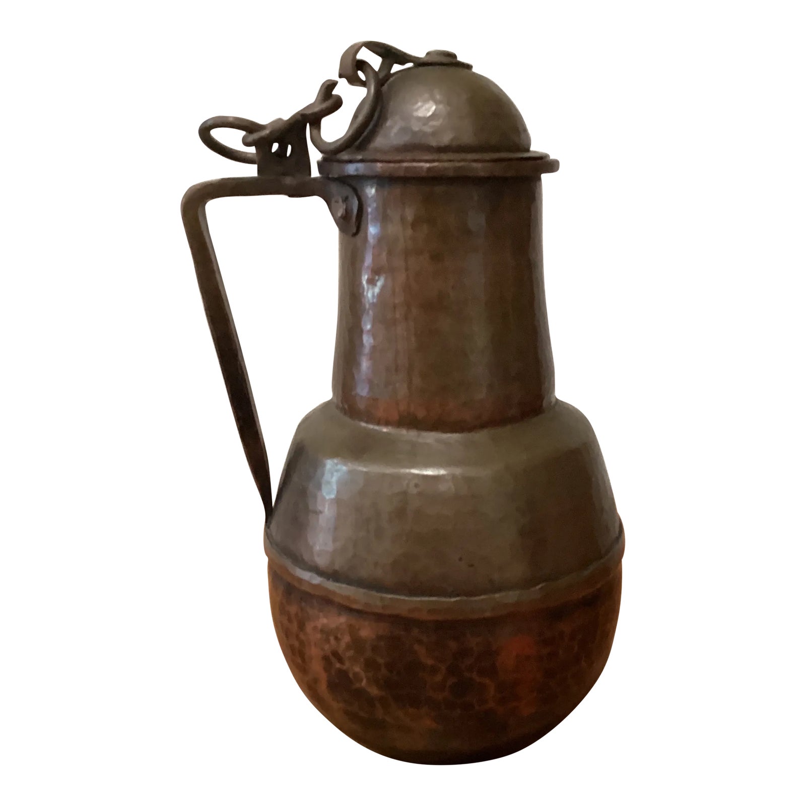Antique Spanish Copper Jug With Lid Hand Forged With Organic Patina ...