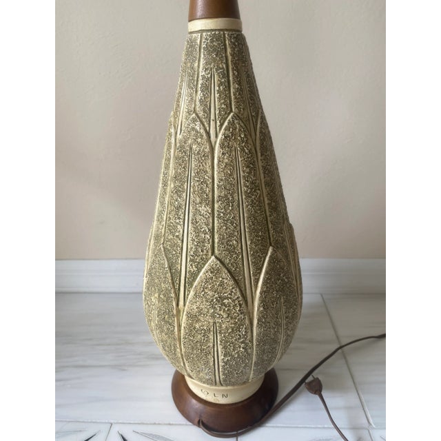 Vintage Mid-Century Modern Quartite and Teak Gold and Cream Colored ...