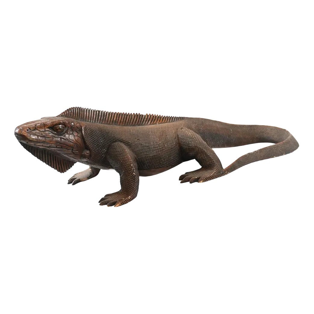 Hand Carved Komodo Dragon Sculpture | Chairish