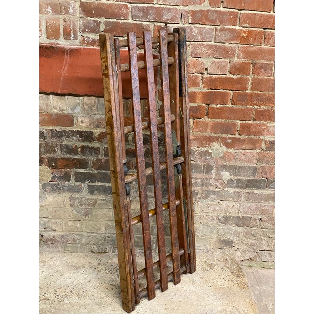 Vintage Factory Slat Folding Table | Chairish