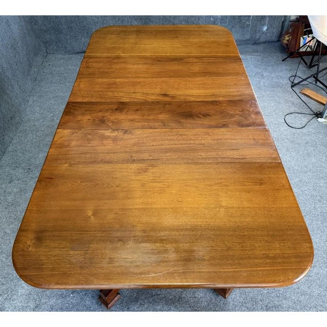 C1885 Square Walnut Pedestal Dining Table With 4 Leaves | Chairish