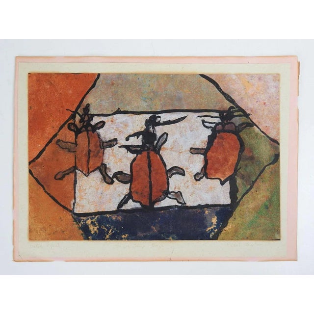 Contemporary Abstract Bug Batik Print | Chairish