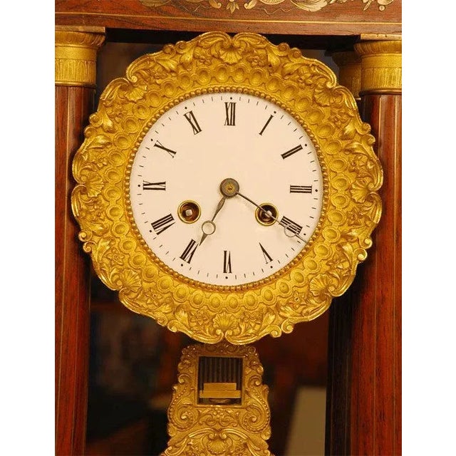 French Portico Clock in Tulipwood With Inlays of Mother-Of-Pearl and ...