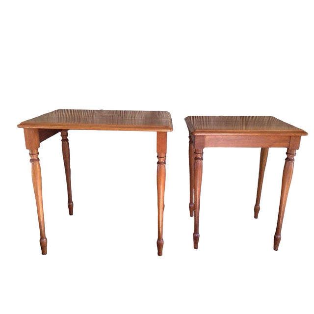 1960s Solid Cherry Wood Nesting Tables - Set of 2 | Chairish