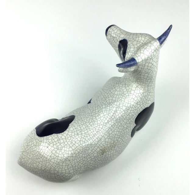 Vintage Hand Fired Artisan Pottery Cow From the Manger | Chairish