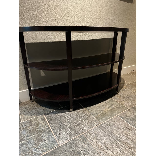 Thayer Coggins Pair of Half Moon Zebra Wood Matte Lacquered Console ...