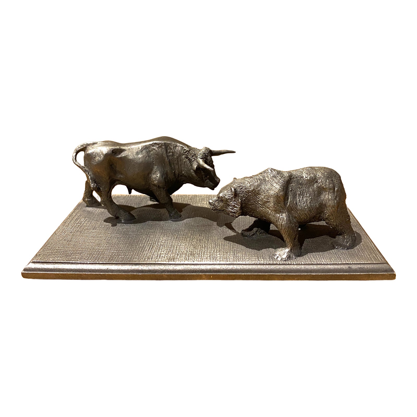Mid 20th Century Pewter Bull & Bear Wall Street Sculpture – Finely ...