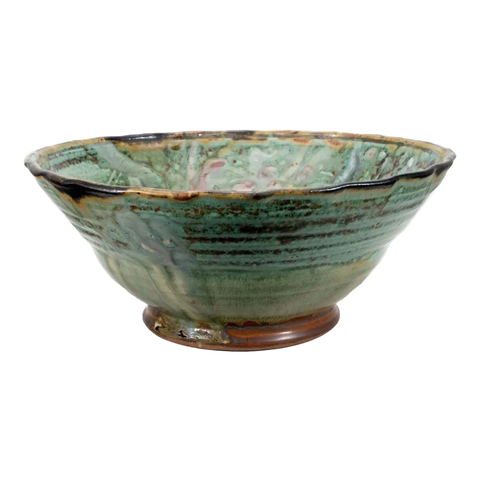 John Glick Modernist Stoneware Ceramic Turquoise Bowl Signed and ...
