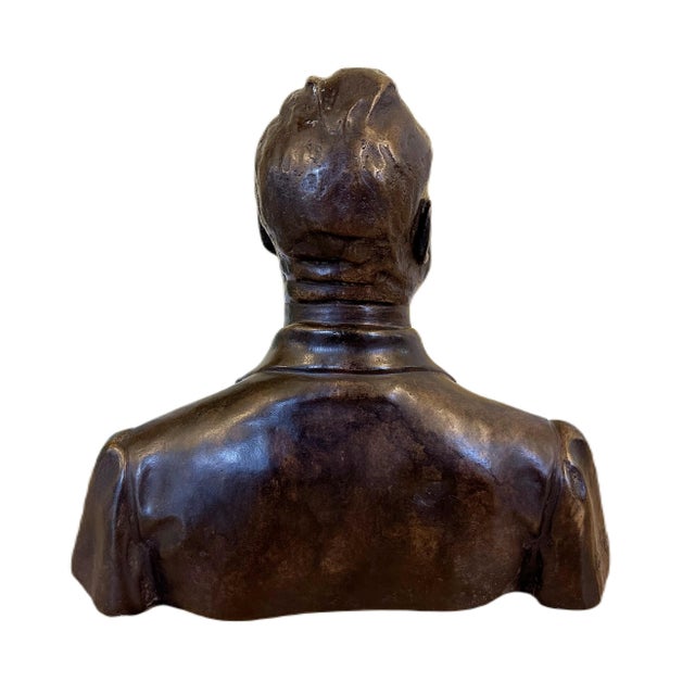 Antique Late 19th C Italian Patinated Bronze Bust Of Tenor Enrico