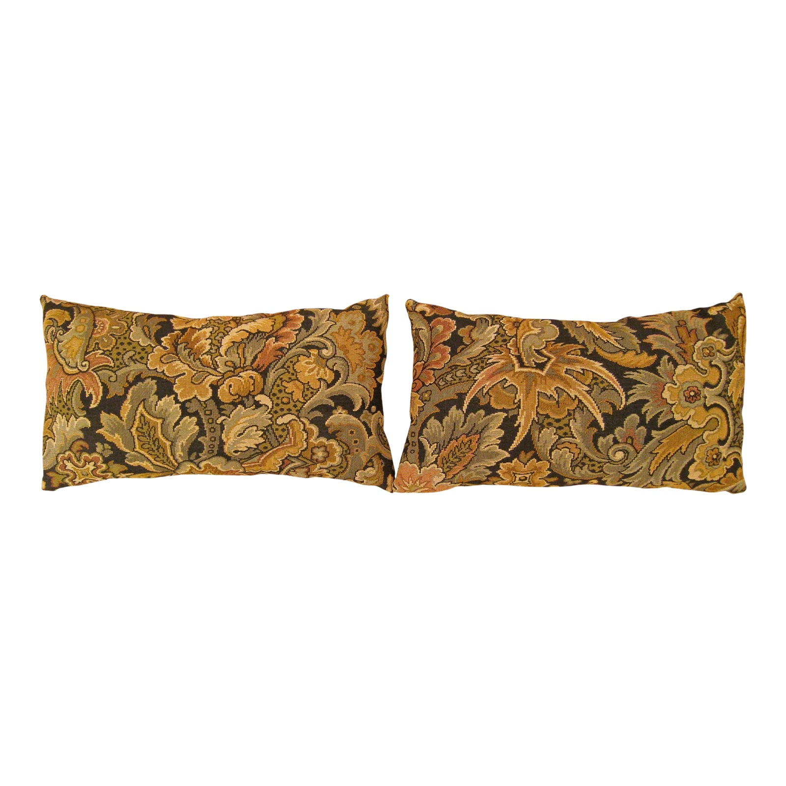 1910 Decorative Antique Jacquard Tapestry Pillows with Floral Elements ...