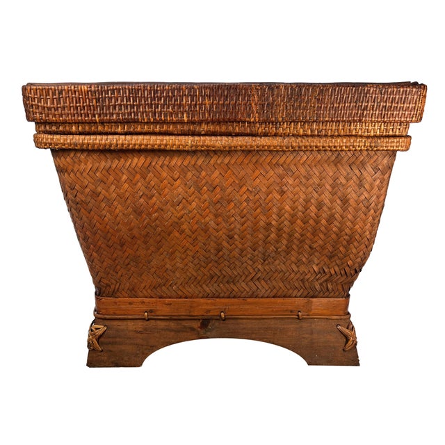1920s Antique Chinese Woven Rattan Chest Trunk | Chairish